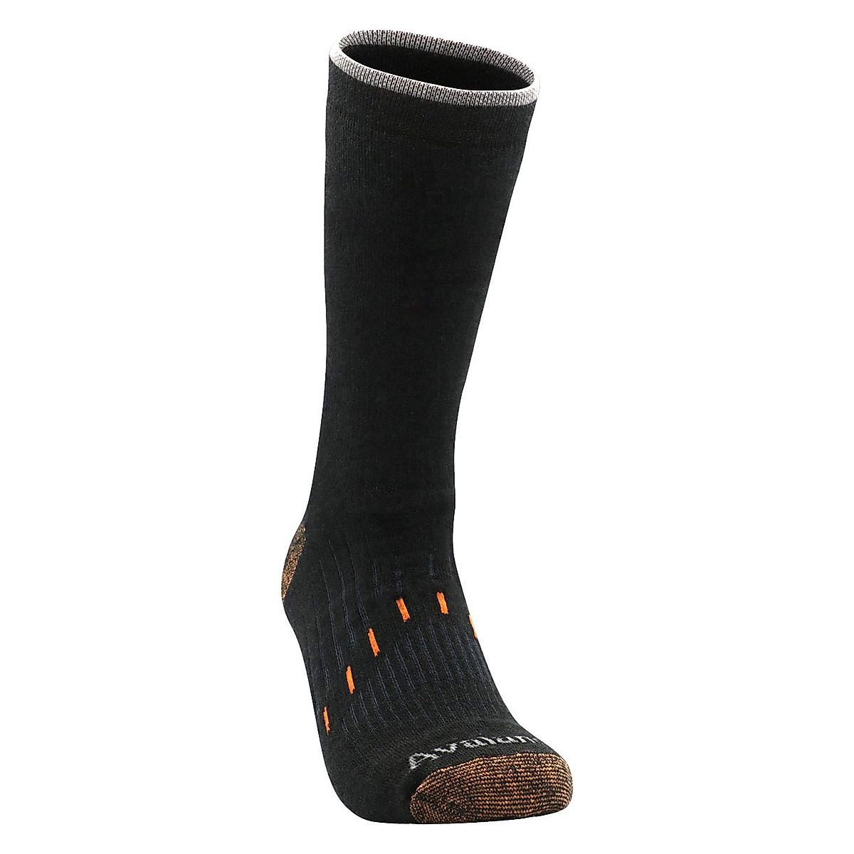 Avalanche Men's Odor Resistant Copper Wool Blend Crew Socks With Arch Support 2-Pack Black 10-13
