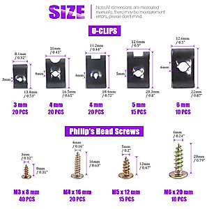 High Quality 170Pcs Auto Car U-Clip U Nut and Screw Assortment Kit for Dash Door Panel Interior SAE
