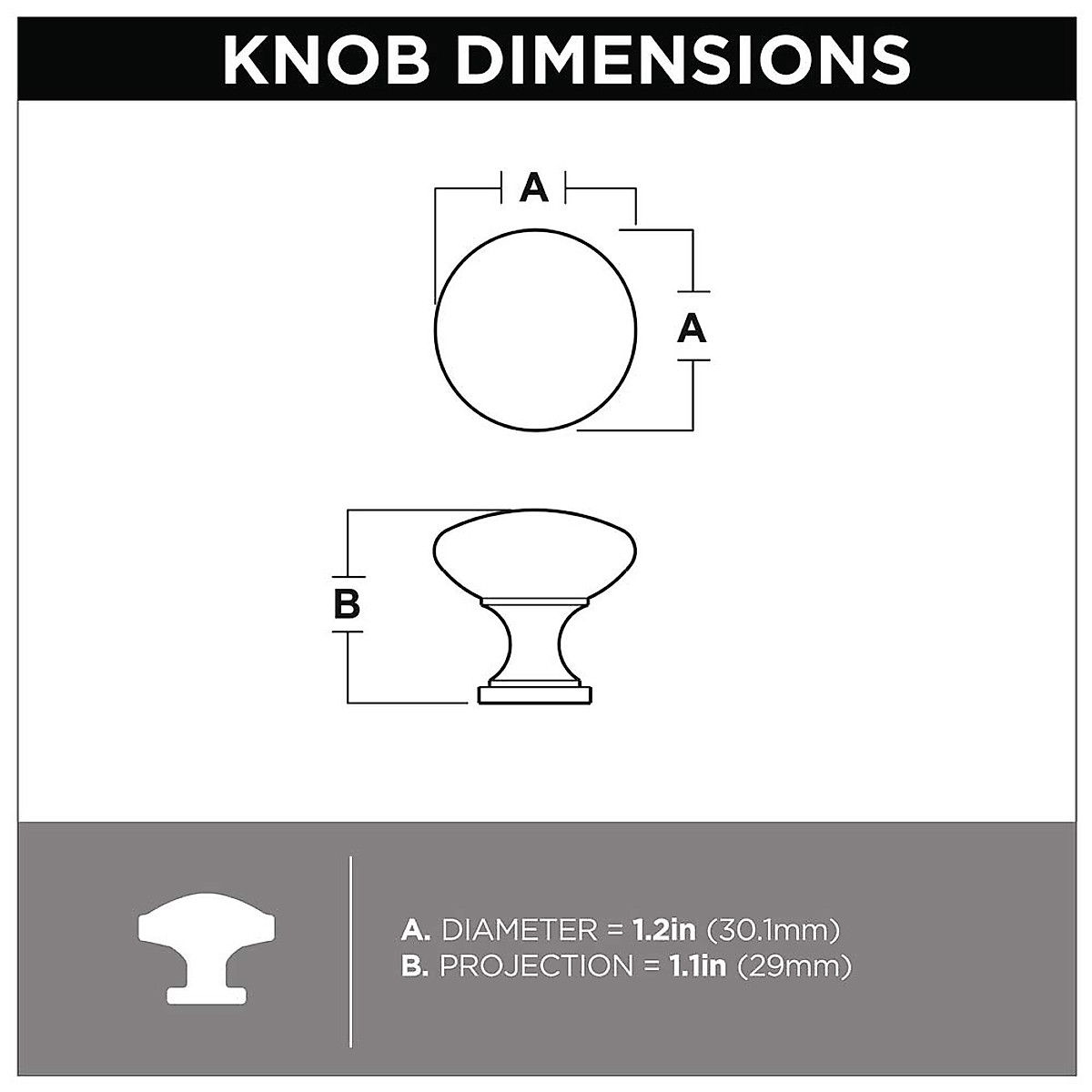 Brainerd P11747V-PC-C 1-1/4 Garrett Cabinet Hardware Knob, Polished Chrome