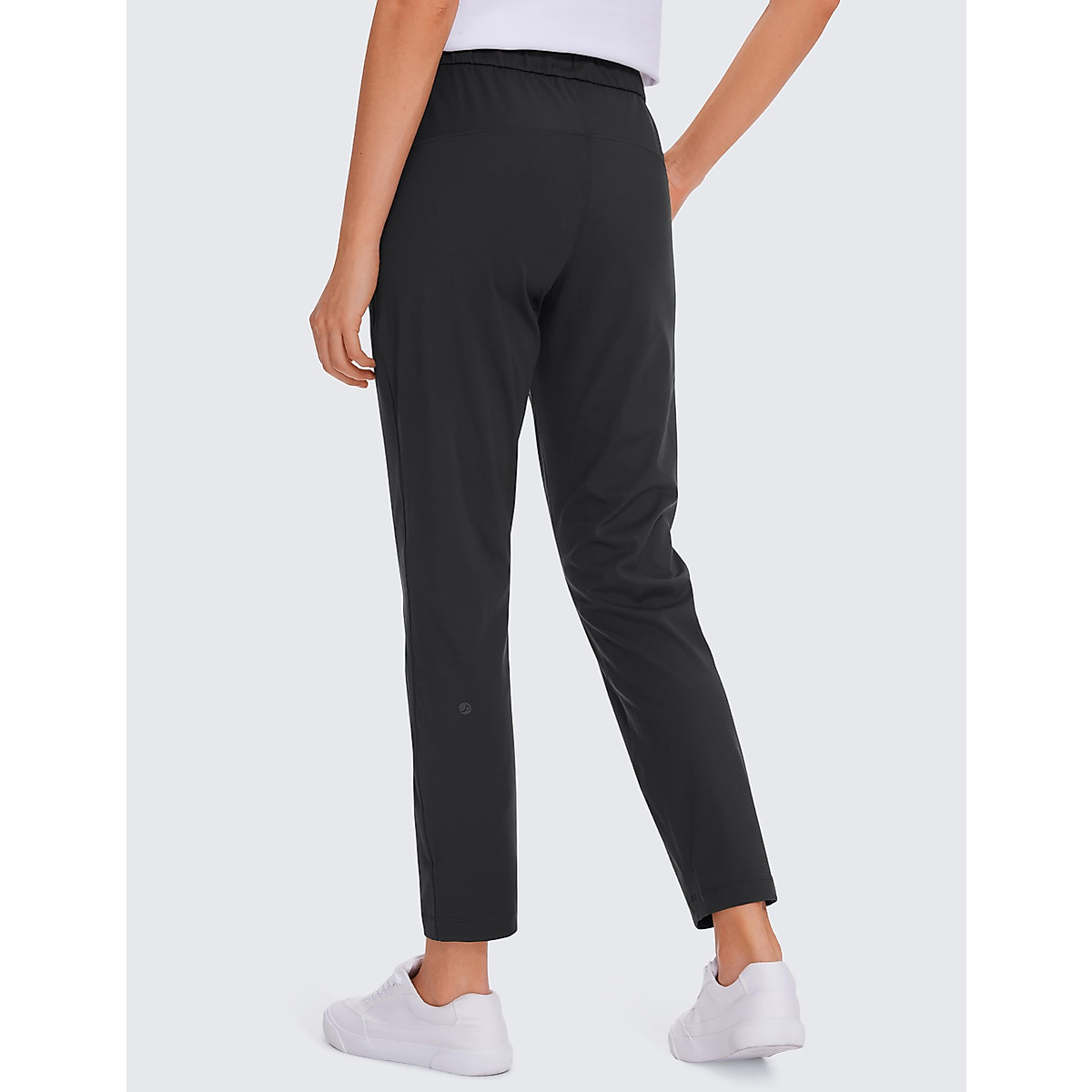CRZ YOGA Womens 4-Way Stretch Ankle Golf Pants - 7/8 Dress Work Pants Pockets Athletic Travel Casual Lounge Workout Black Medium