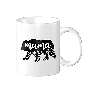 Wisedeal Mama Coffee Mug, Funny Mama Bear Christmas Birthday Gifts Coffee Tea Cup for Mom Aunt Mother Women Wife Unique Fun Present for Her Mother's Day 11Oz Ceramic White