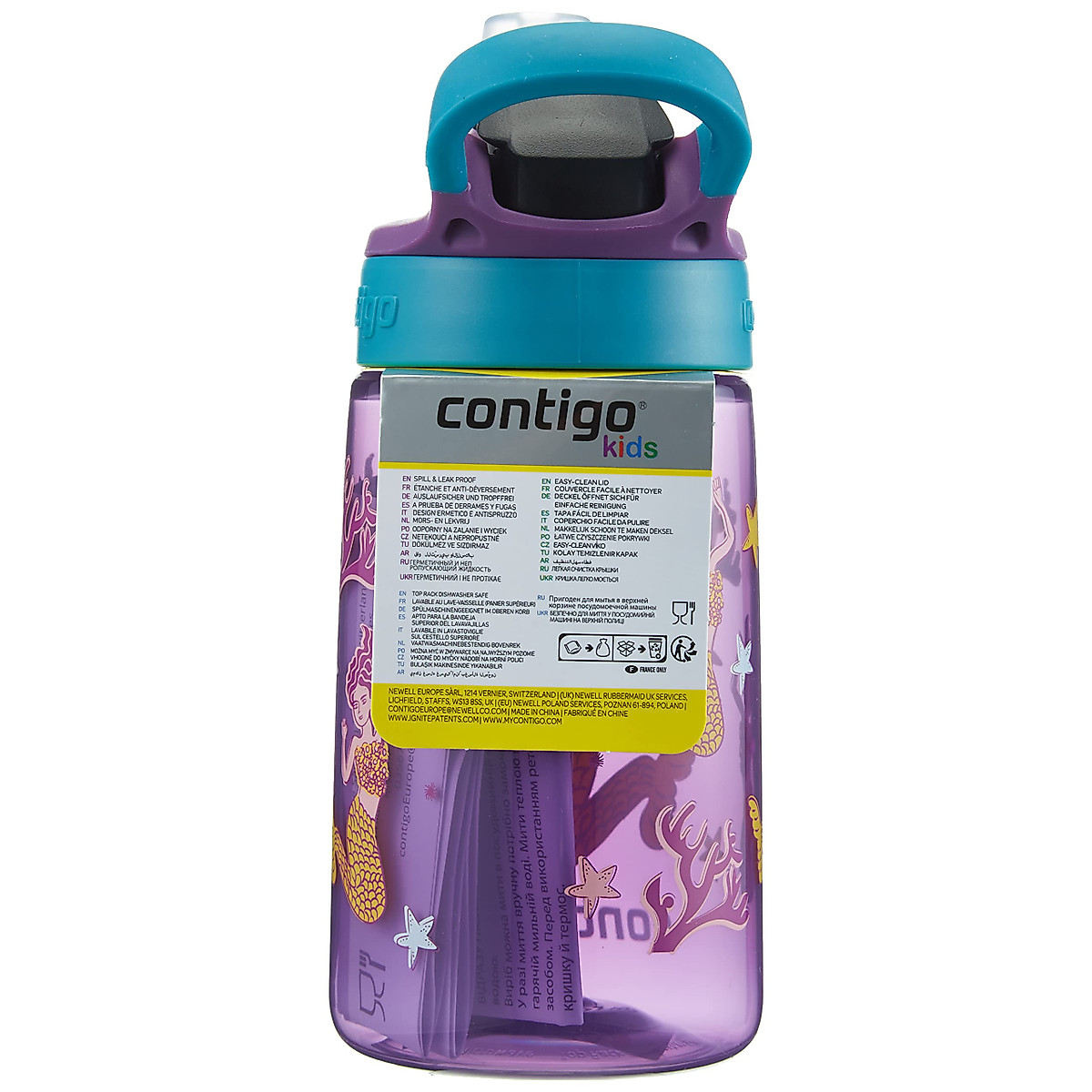 Contigo Kids’ Easy-Clean AUTOSPOUT Straw Water Bottle; BPA-free, robust water bottle; 100% leak-proof; easy-clean; ideal for daycare, preschool, school and sports; 14 oz