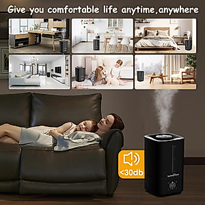 6L Humidifiers for Bedroom Large Room, Cool Mist Humidifier for Baby and Plants, Top Fill Humidifiers with Remote Control, Smart Humidistat Control, Quiet, Adjustable Mist, Up to 50 Hours, Black