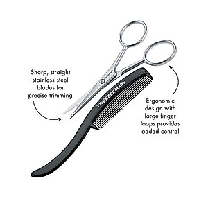 Tweezerman G.E.A.R. Moustache Scissors and Comb Model No. 72031-MG, Black