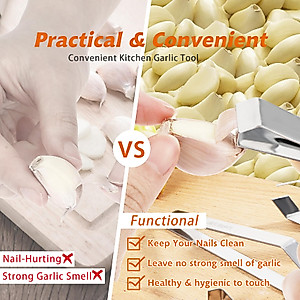 3pcs Stainless Steel Garlic Peeler, Diagonal Tweezers, Vegetables Peeler Garlic Skin Remover, Fish Bone Tweezers, Chicken, Duck, Meat Hair Extractor Portable Garlic Peeling Clips