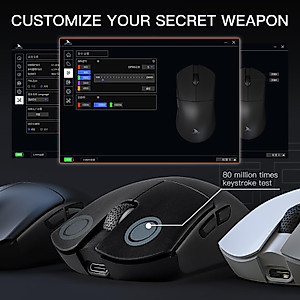 Darmoshark M3 Wireless Gaming Mouse,Tri-Mode 2.4G/USB-C/Bluetooth Mouse Up to 26000DPI,PAW3395 optical sensor Lightweight 58g,5 programmable button 500MAh Battery Life,Computer Mouse for Laptop,PC,Mac