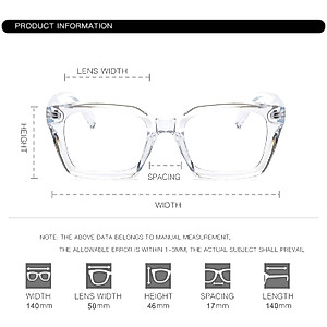 EYLRIM Classic Thick Square Frame Clear Lens Glasses for Women Men Non Prescription Eyeglasses(A2 Transparent)
