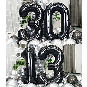 SULALABOO 40Inch Black Number 3 Balloon Large Helium Number Balloons 0-9 Giant Digital 3rd Foil Mylar Big Party Balloon for Boy Birthday Party Anniversary Graduation Decorations