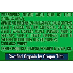 Gerber Baby Cereal Organic 1st Foods, Grain & Grow, Oatmeal, 8 Ounces