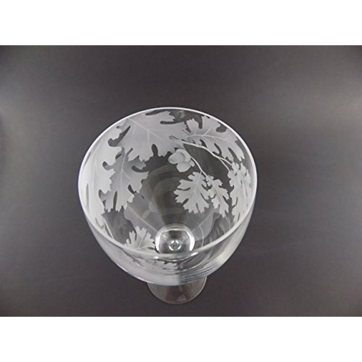 IncisoArt Hand Etched Italian Crystal Goblet Sandblasted (Sand Carved) Handmade Wine Water Glass Engraved (Oak Leaves Acorn Nut, 340 Milliliter (11.5 Ounce) White Wine)