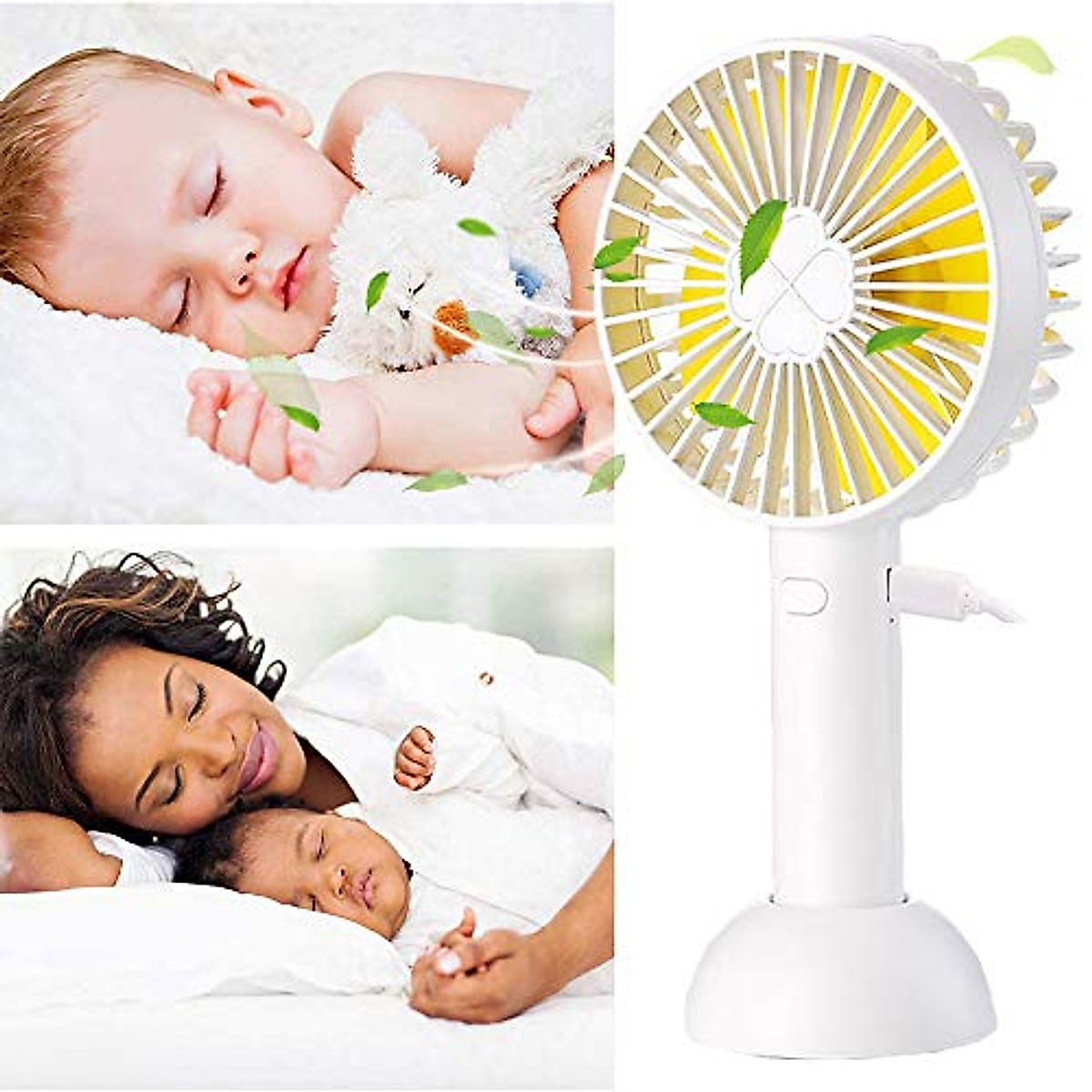 Rilitor Mini Handheld Fan Portable Hand held Fan with USB Rechargeable Battery 3 Speed Personal Desk Table Fan with Base Foldable Electric Fan for Kids Girls Woman Home Office Outdoor Travel