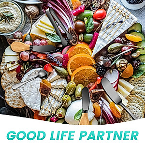 Charcuterie Board Accessories With 3 Oz Ceramic Dip Bowls, Wooden Handle Black Cheese Spreader Butter Knive Set Kit, Mini Tongs, Spoons, Forks,Honey Dipper, Cocktail Picks