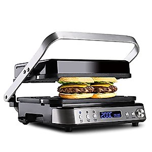 Artestia 6 IN 1 Indoor Grill, Panini Press Sandwich Maker with Independant Temperature Control Electric Grill Indoor Smokeless Panini Grill, Dishwasher Safe Reversible Plates, 1600W, PFAS-Free