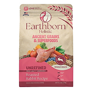 Earthborn Holistic Unrefined Roasted Rabbit with Ancient Grains & Superfoods Dry Food for Dogs & Puppies (4 lb. Bag)