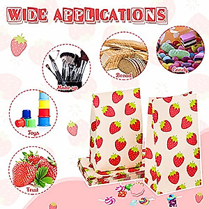 20 Pieces Strawberry Paper Bags Strawberry Party Favor Paper Bags Strawberry Goodie Bags Snake Candy Treat Bags for Strawberry Themed Birthday Party Decoration Supplies