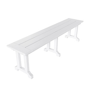 WO Outdoor Furniture 65” Long Trestle Horizontal Poly Lumber Bench Seat Chair, UV and Weather Resistant, Perfect for Dining, Patio, Garden, Balcony, Porch, Backyard, (White)
