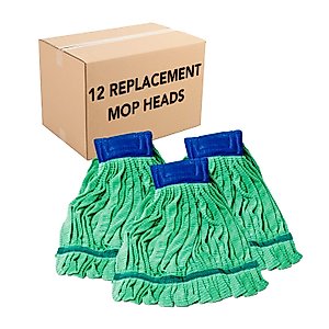 Arkwright Microfiber Tube Mop Head Replacement - (Bulk Case of 12) Heavy Duty, Lint Free, Super Absorbent & Bleach-Safe, Janitorial Essential for Commercial & Industrial Floor Cleaning, 14 oz, Green