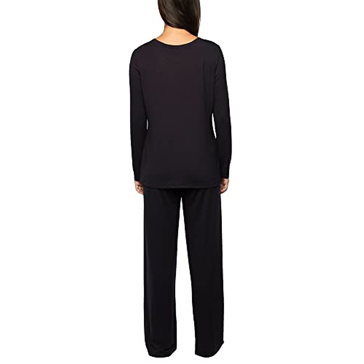 Vanity Fair Women's Beyond Comfort Modal Pajama Set (Short & Long, Long Sleeve-Black, Medium