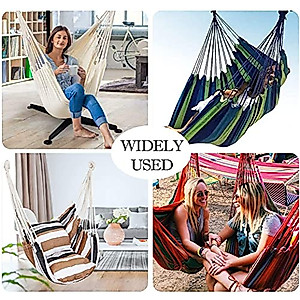 Hammock Hanging Chair, Max 330 Lbs, Swing Rocking Chair, Swing Chair w/Foldable Spreader Bar for Indoor/Outdoor Garden & Living Room (Green, Removable Cushions)