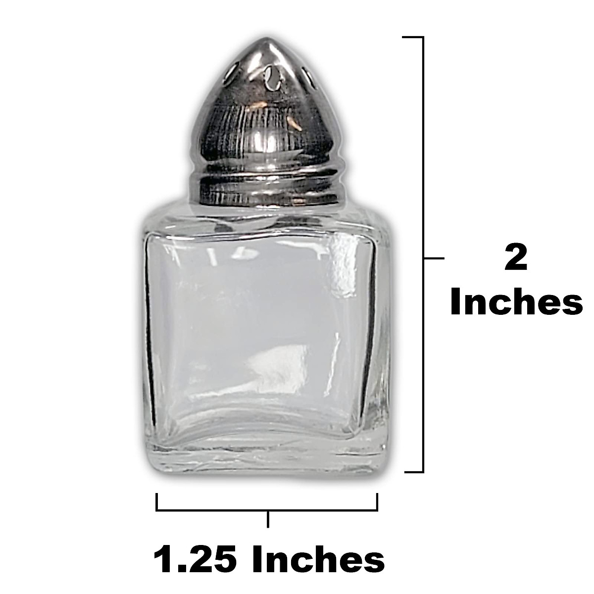 Pack of 4 Clear Glass Mini Cube Salt & Pepper Shakers with Stainless Tops and BONUS Easy Fill Funnel by NetSellsIt