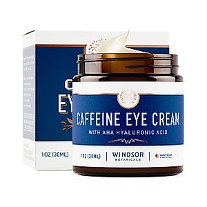 Caffeine Eye Cream for Dark Circles & Puffiness - Anti-Aging, Wrinkle Reducing, 100% Brazilian Coffee Oil, Hyaluronic Acid, 1 oz Boxed Version