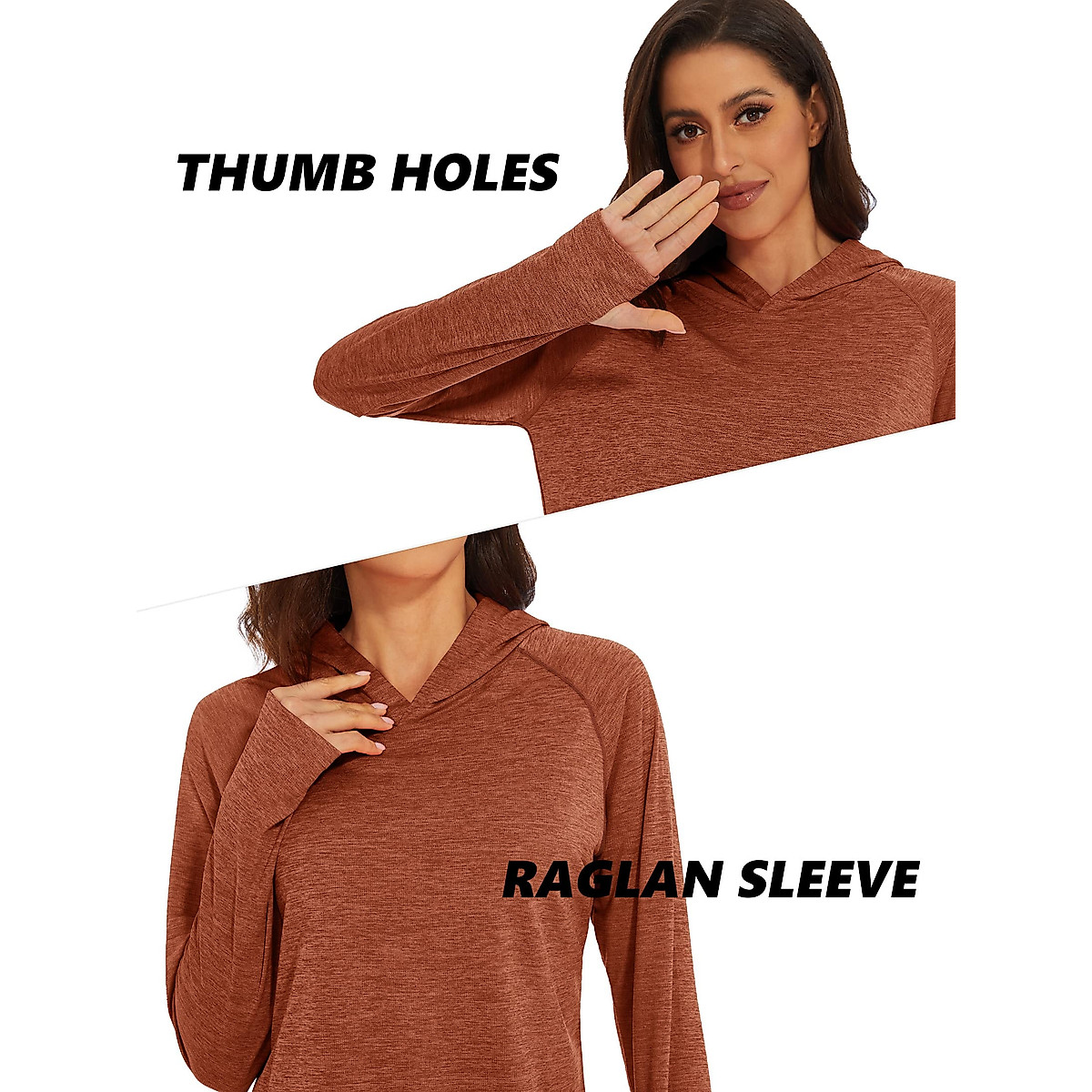 MAGCOMSEN Fishing Shirts for Lady Long Sleeve Shirts Womens Athletic Shirts Running Shirts Dry Fast Summer Workout T Shirt Hiking Shirts Sunscreen Shirts Dark Orange