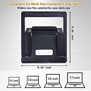 DreiPanda Laptop Stand for Desk,Black Adjustable Aluminum Portable Laptop Holder, Metal Computer Stand 4 Angle Anti-Slip Compatible with 9 to 17inch Laptop