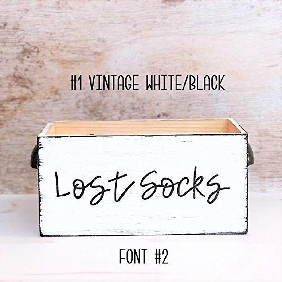 Lost Socks Basket - Farmhouse Laundry Room Decor - Lost Sock Wood Crate - Laundry Room Storage and Organization