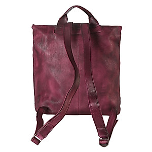 Diophy Genuine Leather Archaize Fringe with Buckle Backpack D10030 (Olive)