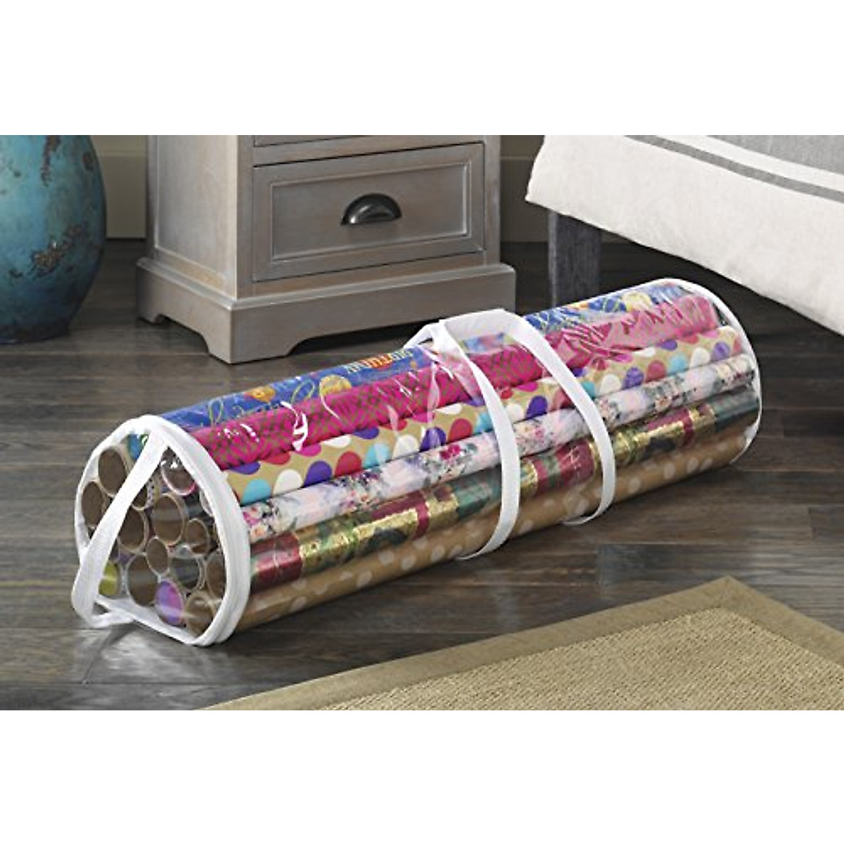 Whitmor Clear Zippered Storage Rolls Gift Wrap Organizer, 25 Count (Pack of 1)
