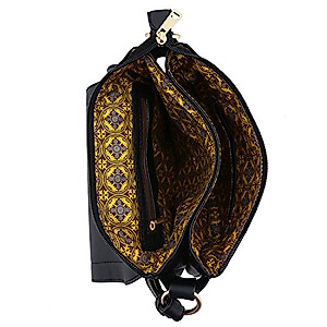 ALYSSA Double Compartment Large Flapover Crossbody Bag (Black)