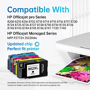 LEMERO 952XL 952 Ink Cartridge Compatible Ink Cartridge Replacement for HP 952XL 952 XL for Officejet Pro 8710, 8720, 8715 8740 8200 8730 8702 7740 7720 8210 (Black Cyan Magenta Yellow, 4 Pack)