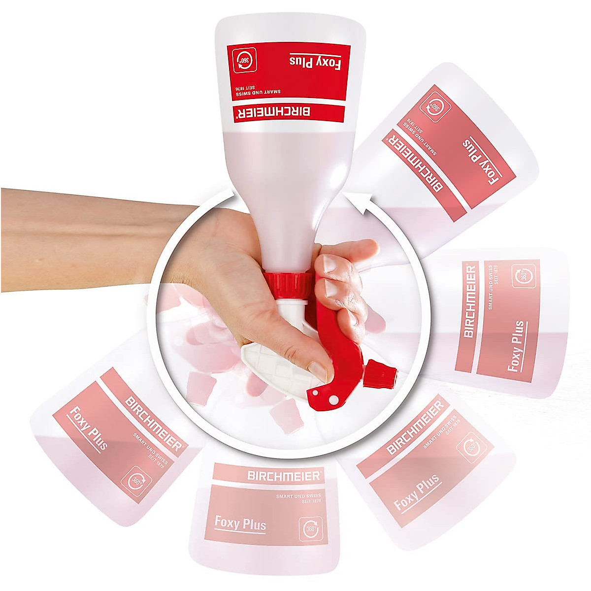 Consolidated Plastics Birchmeier Foxy Plus Professional Empty Spray Bottle (16oz) Swiss Made Cleaning Bottle with Durable & Powerful Trigger Pump, 360° Trigger Spray Any Direction