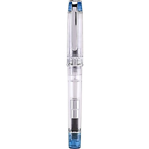 PILOT Prera Fountain Pen, Clear Barrel with Light Blue/Silver Accents, Medium Nib (60822)