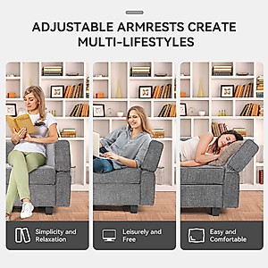 Modular Sectional Sofa, Convertible Middle Seat Sectional Couch with Storage, Reversible 1 Seat Modular Sofa Couch for Living Room, Fabric & Soft Supportive, Dark Grey