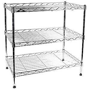 Apollo Hardware Chrome 3-Tier Wire Shelving Unit 20"x12"x20" with Shelf Liner