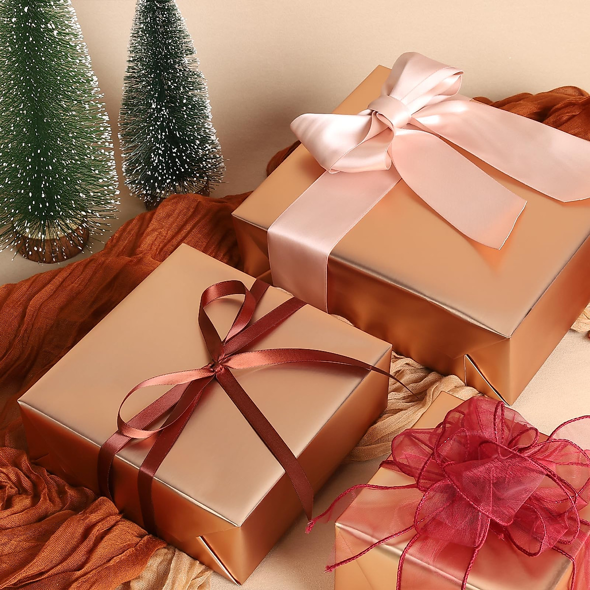 LaRibbons Christmas Wrapping Paper, Matte Metal Rose Gold Solid Color Paper Roll - 30 Inch x 33 Feet (82.5 sq. ft. ttl.) Gift Wrapping Paper for Christmas, Wedding, Birthday, Baby Shower