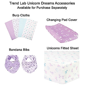 Trend Lab Unicorn Dreams 3 Piece Crib Bedding Set, Can Be Used As A Blanket Or A Playmat for Tummy Time, Includes Quilt, Fitted Crib Sheet and Skirt