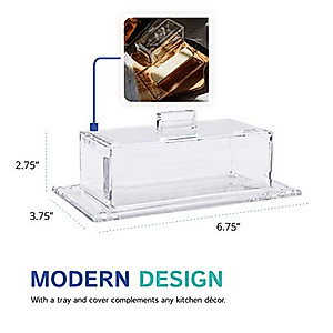 Huang Acrylic Classic Butter Dish With Lid | 2-Piece Design Butter Keeper | Covers and Holds a Standard Stick of Butter