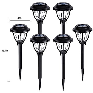 GIGALUMI Solar Garden Lights, 6 Pack Solar Yard Lights, Bright Solar Lights Outdoor Waterproof, Led Solar Pathway Lights Auto On/Off, Landscape Path Lights Solar Powered for Yard, Walkway, Lawn