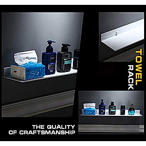 FHY White Metal Wall Mounted Floating Shelves Ledge,Space Saving Rustproof Aluminum Bathroom Shelf Wall Mount Shelving Extra Strong Floating Shelves Storage Rack(30CM,Pack of 1pcs)