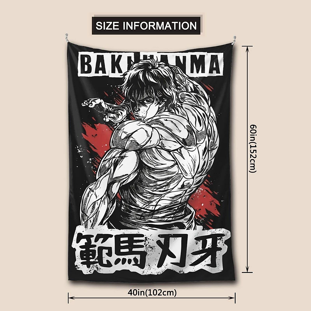 Flokoo Anime Baki The Grappler Baki Hanma Tapestry Wall Art Decor Hanging For Living Room Dorm Kitchen Bedroom Home 40x60 Inch