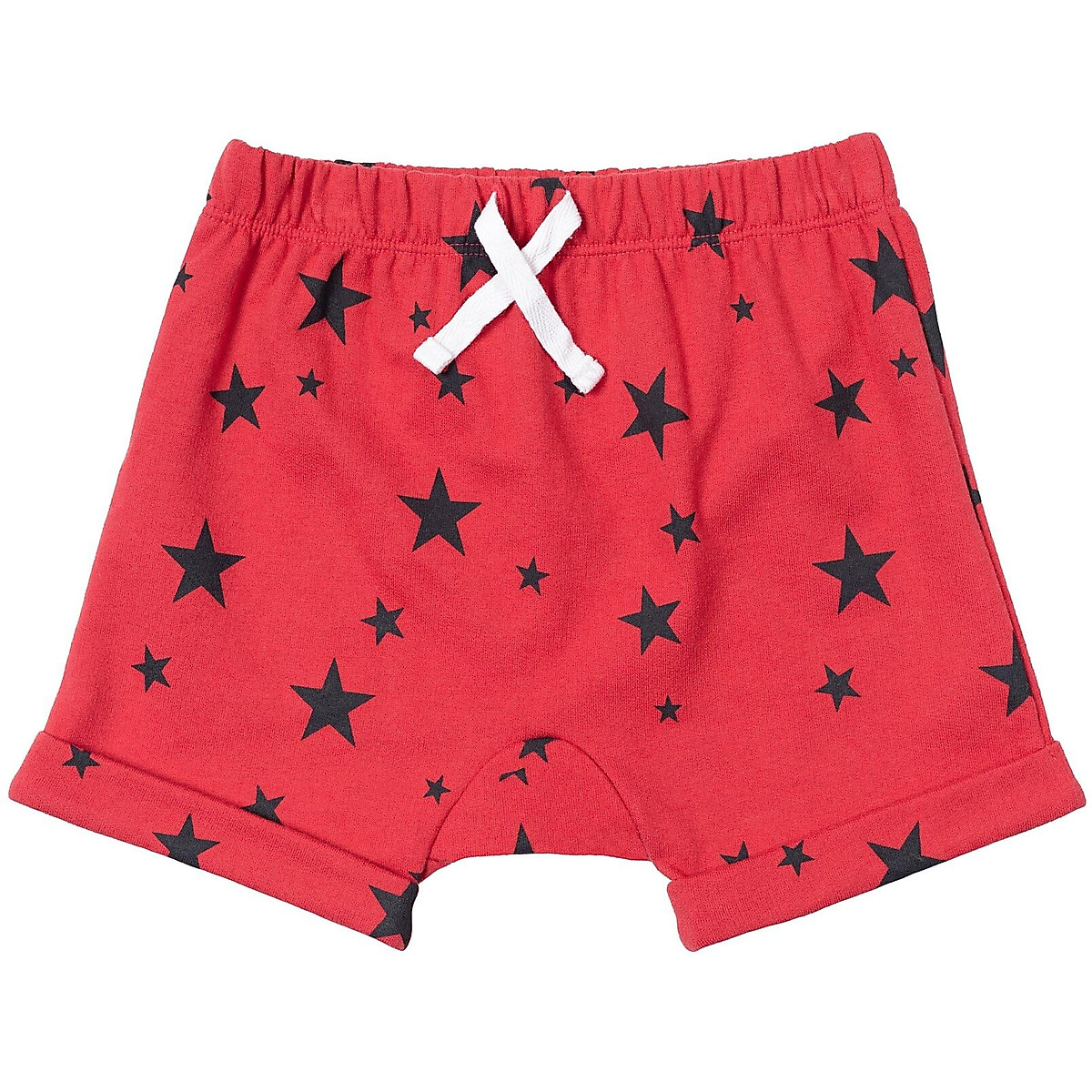 KISS Newborn Baby Boys Coverall, Bodysuit, French Terry Shorts and Bib 4 Piece Rock Outfit Set Red/White/Black 6-9 Months