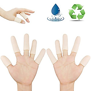 Finger Cots, Gel Finger Protectors, Waterproof Fingertip Bandage, Finger Covers Protection, Finger Tips Great for Finger Cracking, Thumb, Finger Trigger, Finger Arthritis, Latex-Free, Reusable (14PCS)
