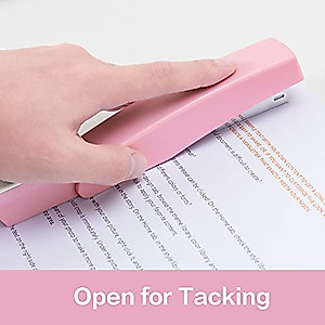 Deli Stapler, Desktop Stapler, Office Stapler, 25 Sheet Capacity, Includes 1000 Staples and Staple Remover, Pink