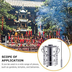 Yardwe Incinerator Can Stainless Steel Burn Barrel Incinerator Cage Barrel Fire Pit with Burning Tongs for Yard Home Outdoor