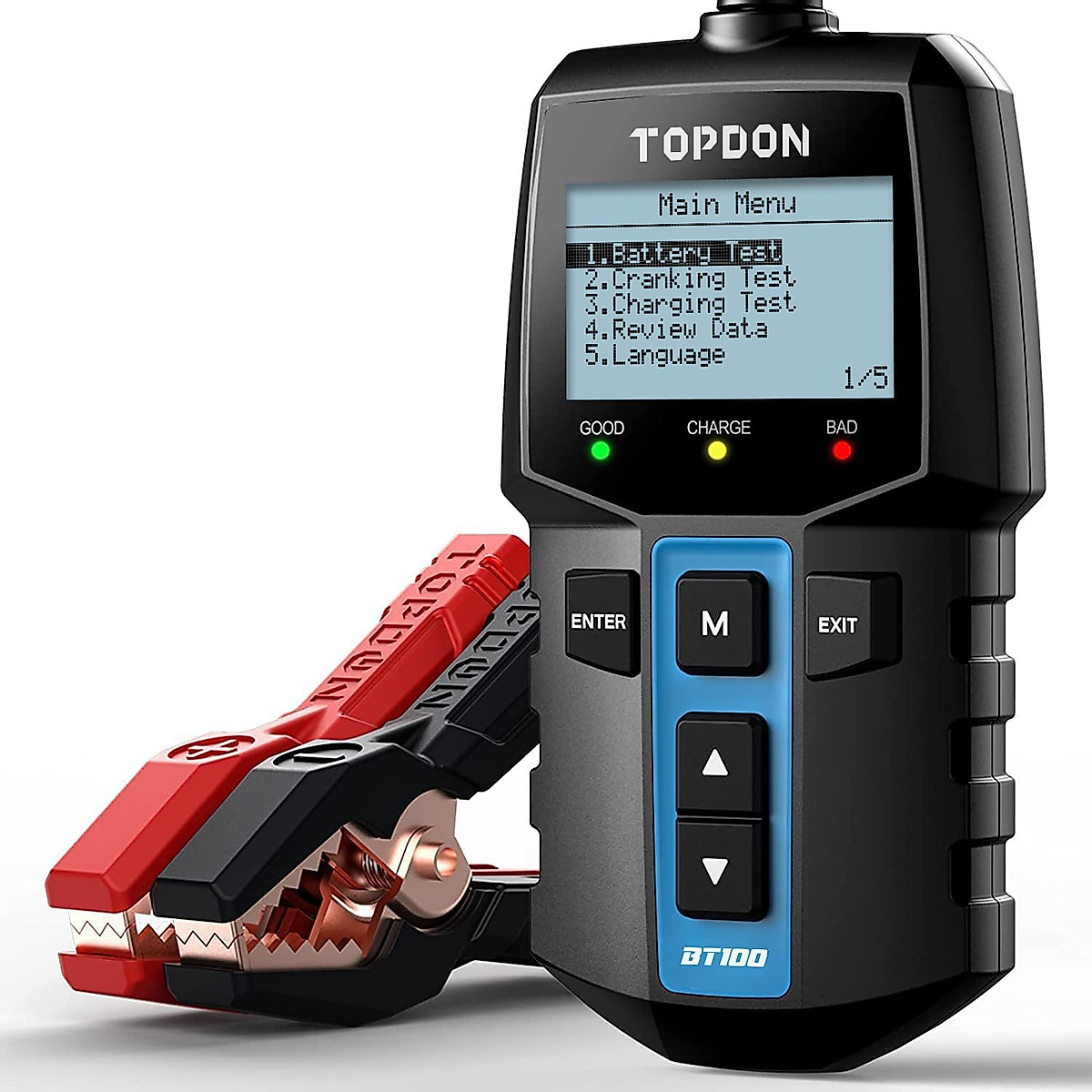 TOPDON Car Battery Tester BT100 12V Automotive 100-2000CCA Battery Health Faults, Alternator Analyzer, Load Cranking Tester for DIYers, Auto Repair Shops, 4S Stores, Battery Manufactures