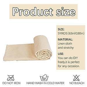 100% Cotton Muslin Fabric Medium Weight Linen Fabric by The Yard 63 inch x 2,5,10 Yards Unbleached Muslin Linen Fabric Material for Sewing Material Apparel Cloth (5 Yards)