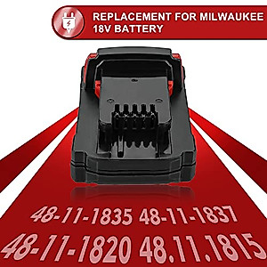 Dosctt 2 Packs 18V 3.0Ah 48-11-1835 48-11-1837 Replacement Battery Compatible with Milwaukee M18 Battery Lithium ion 48.11.1815 48-11-1820 48-11-1828 48-11-1840 48-11-1850 48-11-1852