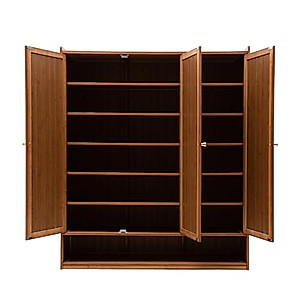 LOYALHEARTDY 8 Tier Shoe Storage Cabinet with Doors, Bamboo Free Standing Shoe Racks Entryway Shoe Organizer with Open Compartment, 35.4" W x 12.6" D x 42.1" H